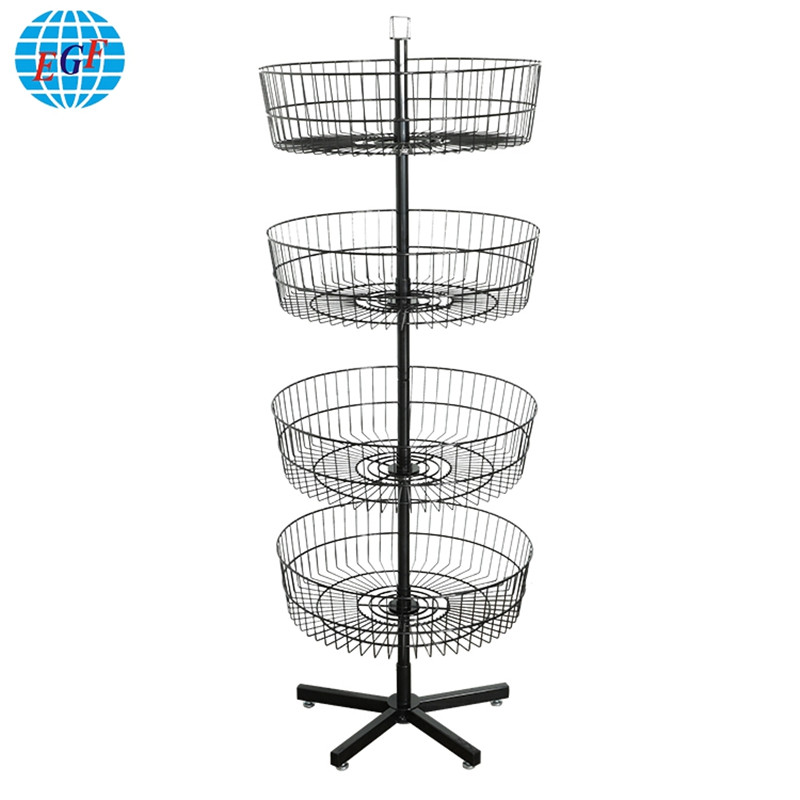 Custom 4 Tier Spinner Rack With Round Wire Baskets Manufacturer and ...