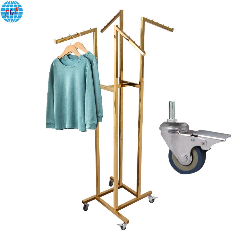 Custom Two Styles of Retail Store Fixture Hanging Clothes Metal Gold ...